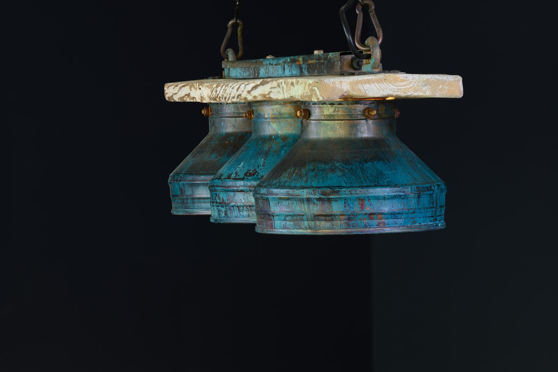 Industrial Lighting Copper Lamp patina Light Fixture - Etsy
