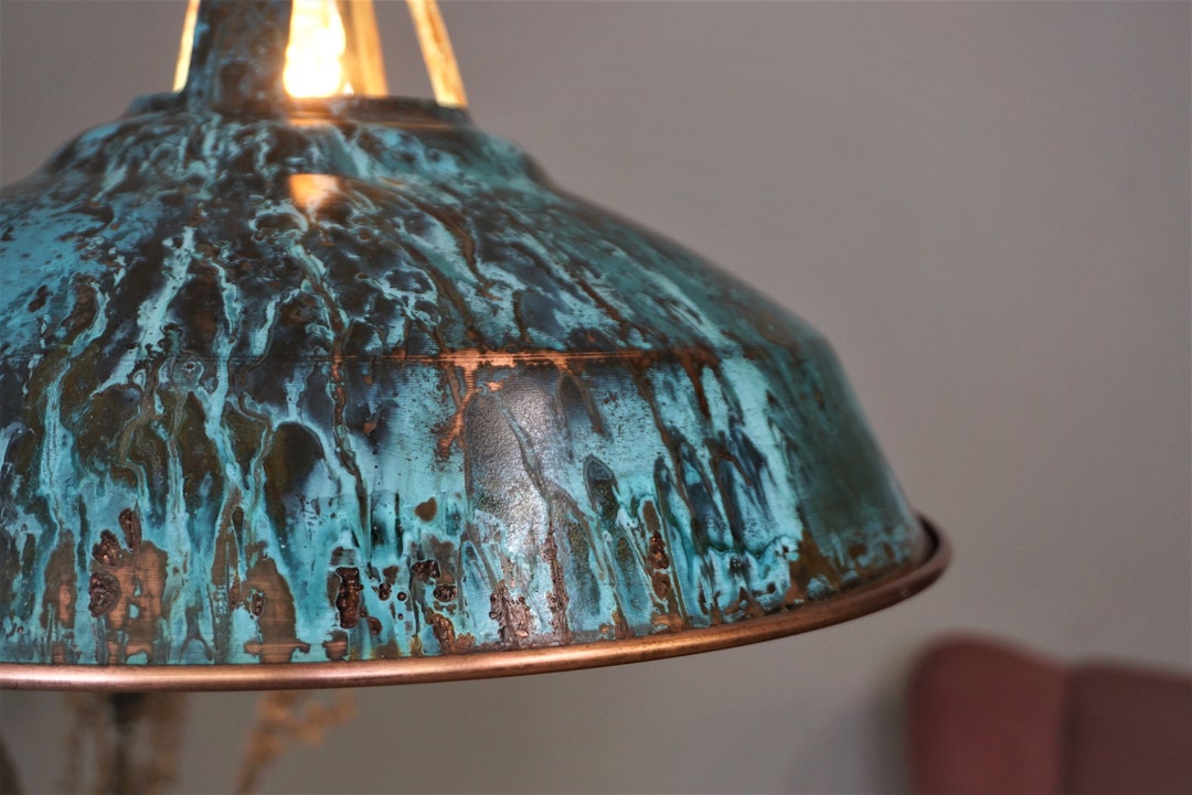 Industrial Lighting , Copper Lamp ,patina Light Fixture ,rustic ...