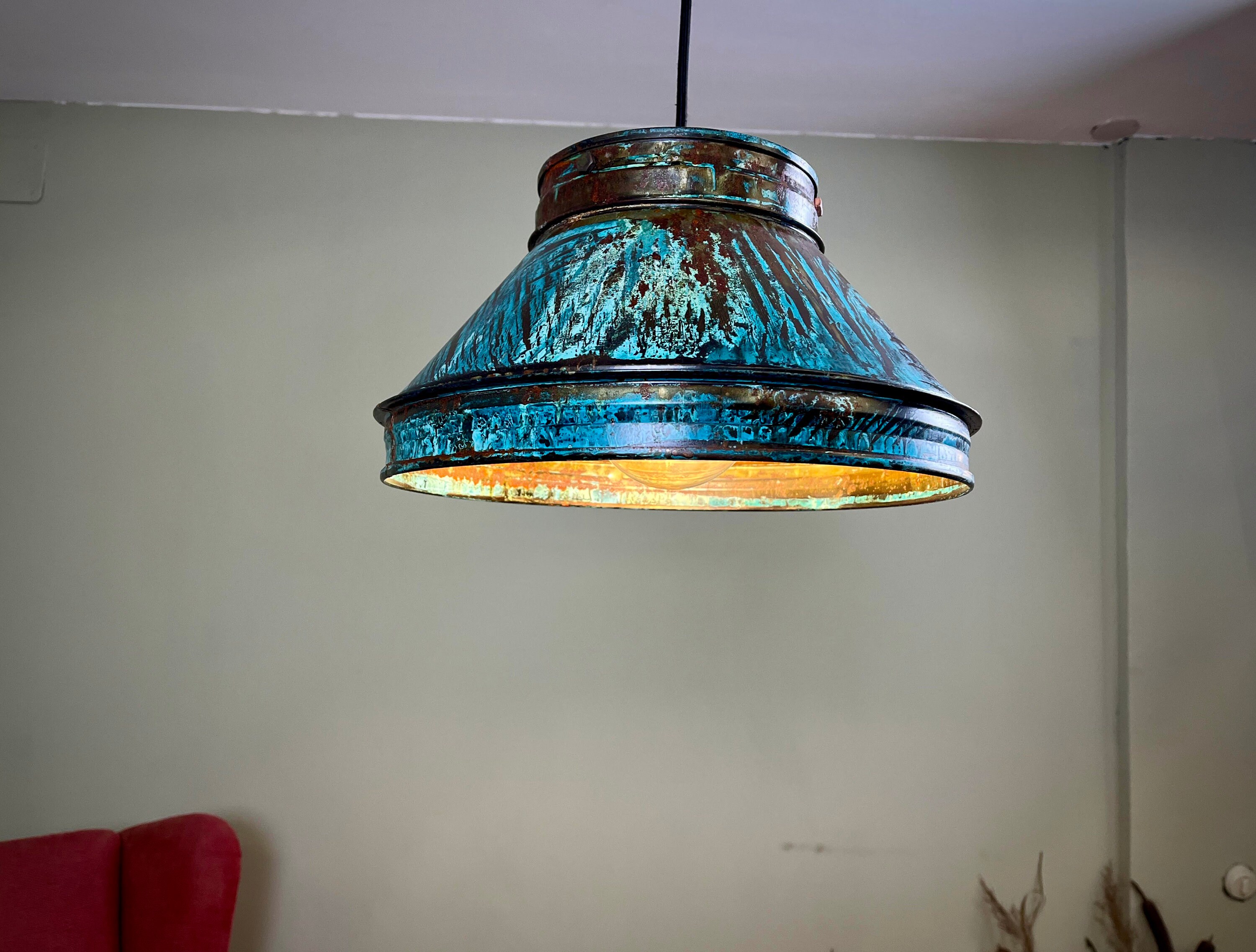 Industrial Lighting Copper Lamp patina Light Fixture - Etsy