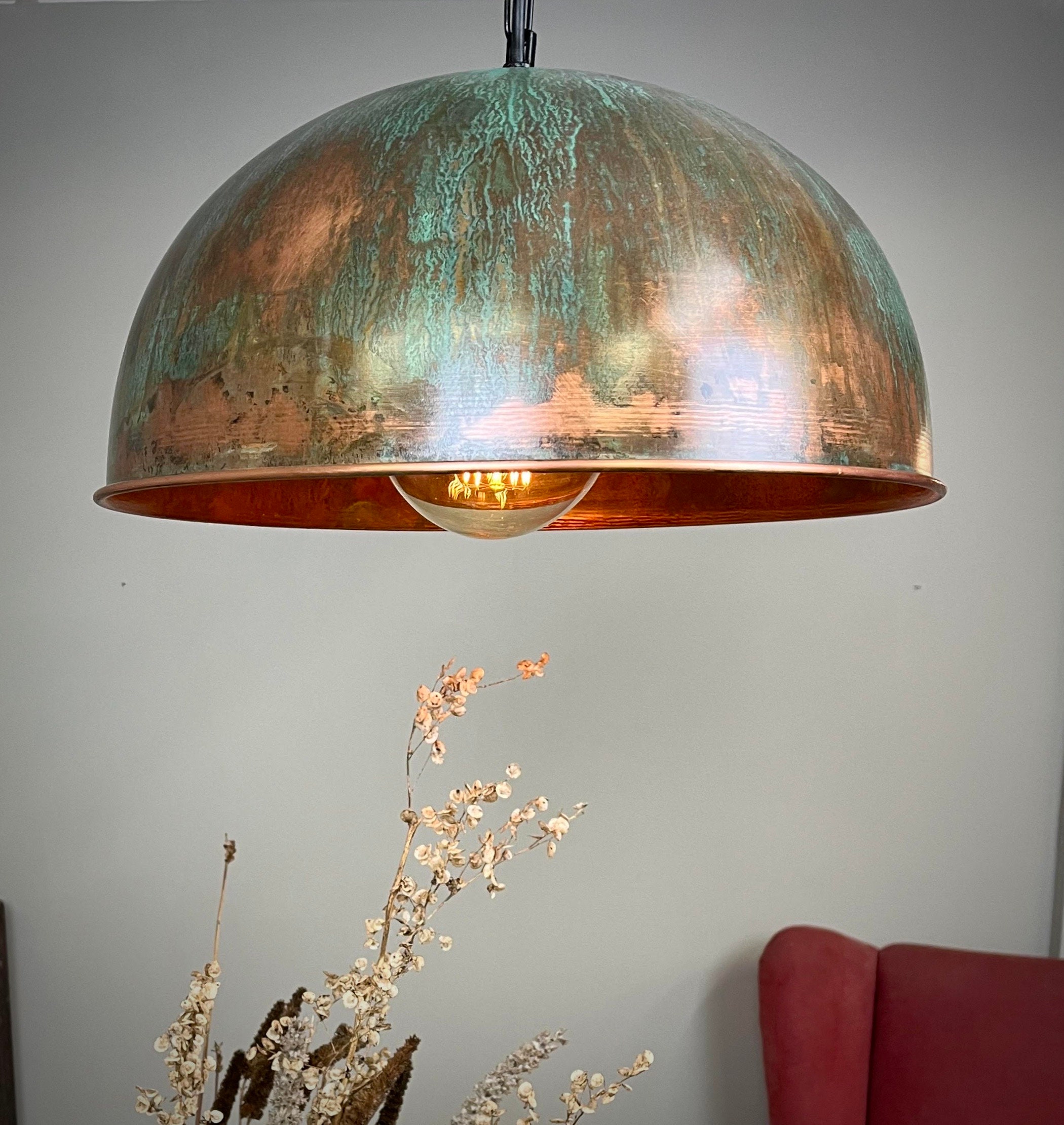 Industrial Lighting Copper Lamp patina Light Fixture - Etsy
