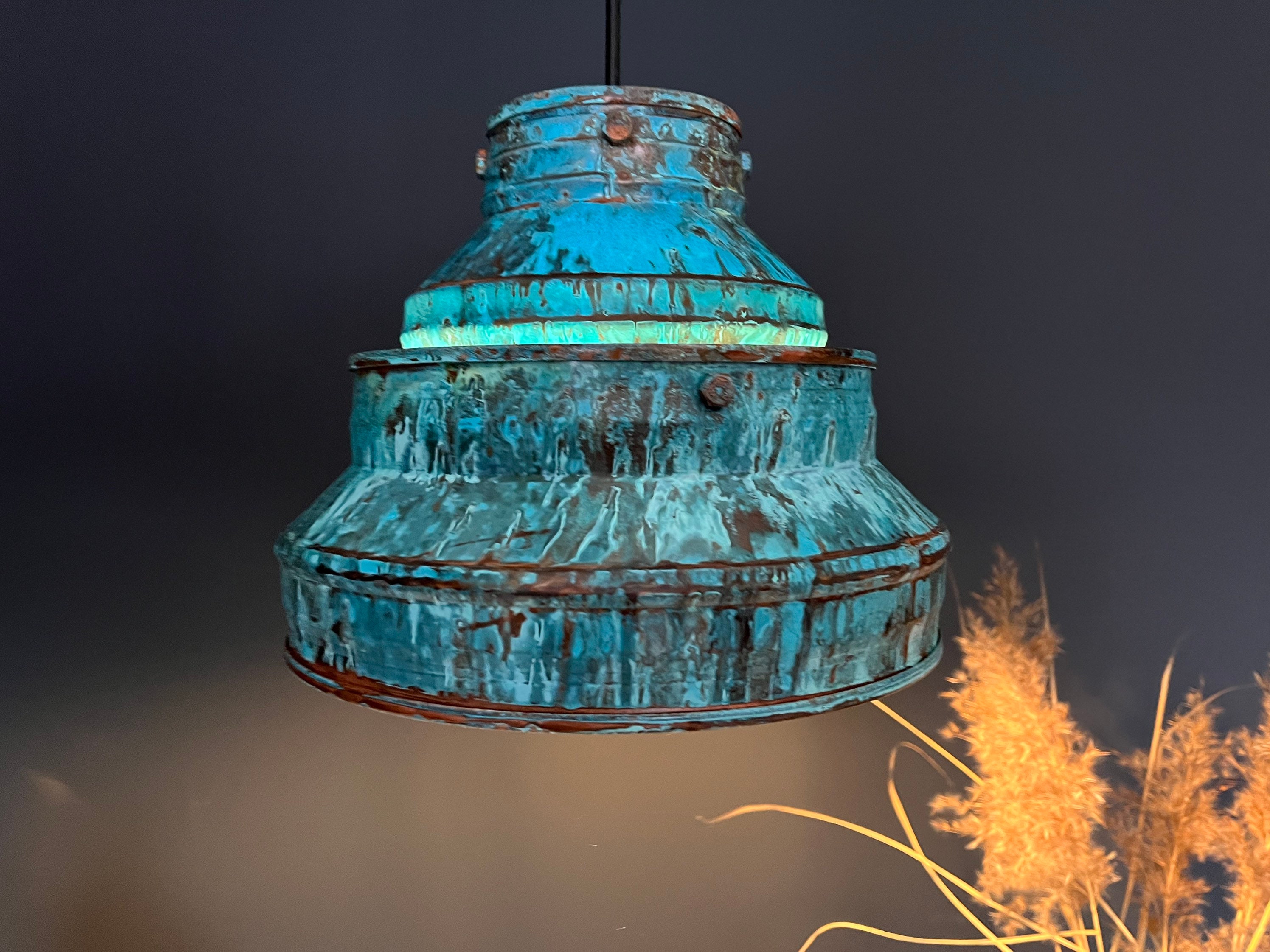 Industrial Lighting Copper Lamp patina Light Fixture | Etsy