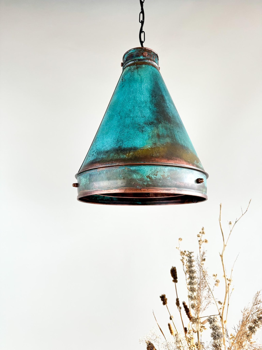 Industrial Lighting , Copper Lamp ,patina Light Fixture ,rustic ...