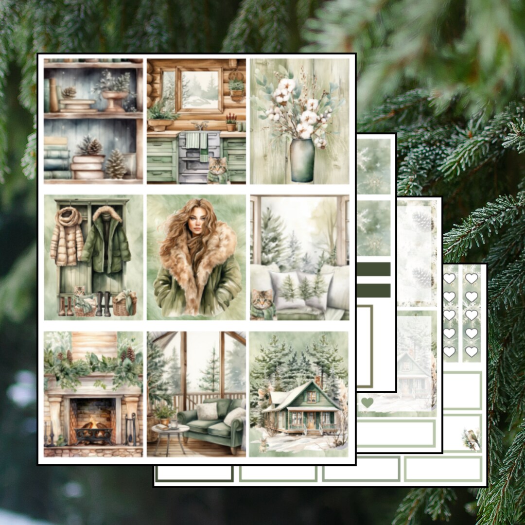 Green Winter Planner Sticker Kit - Etsy