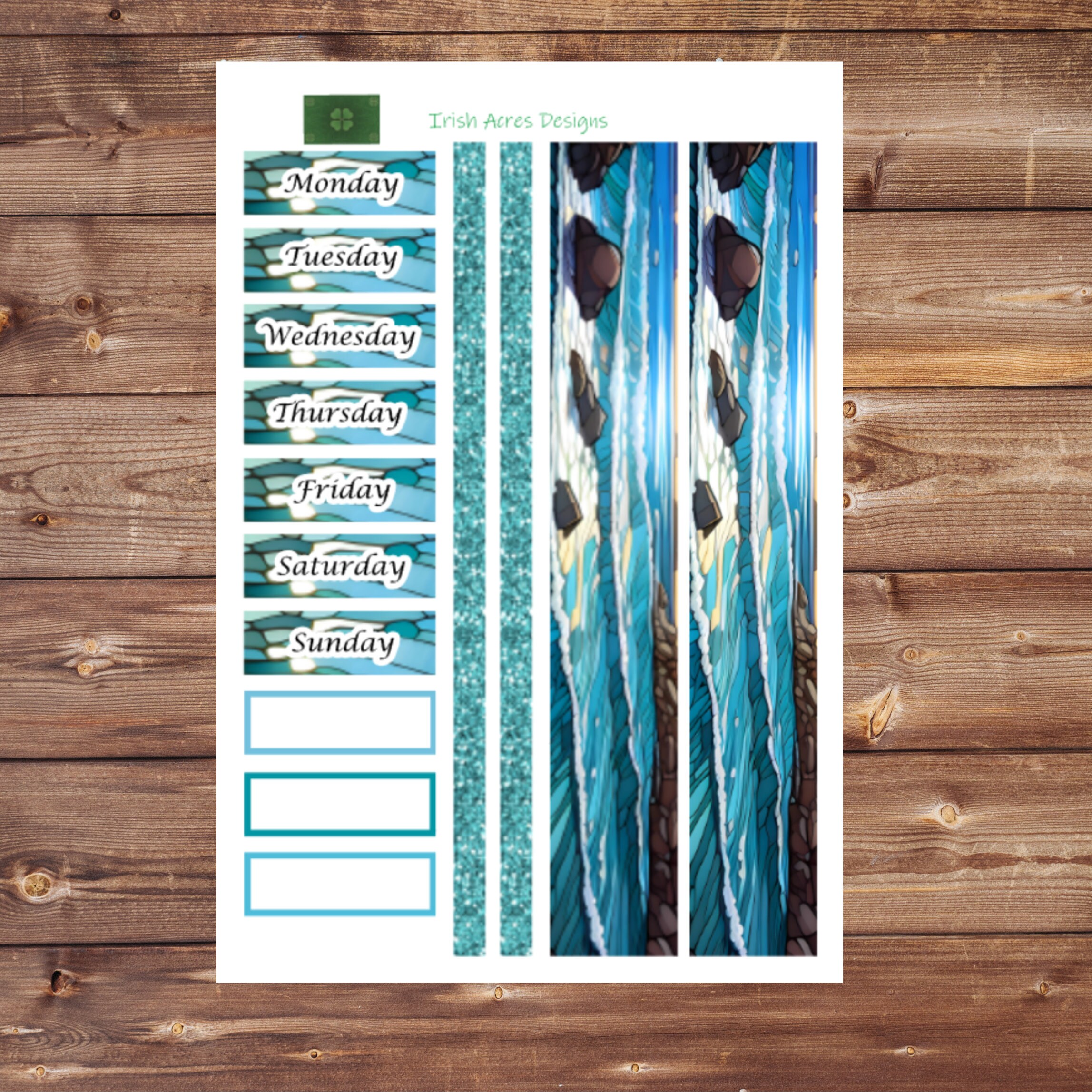 Beach Stained Glass Planner Sticker Kit - Etsy