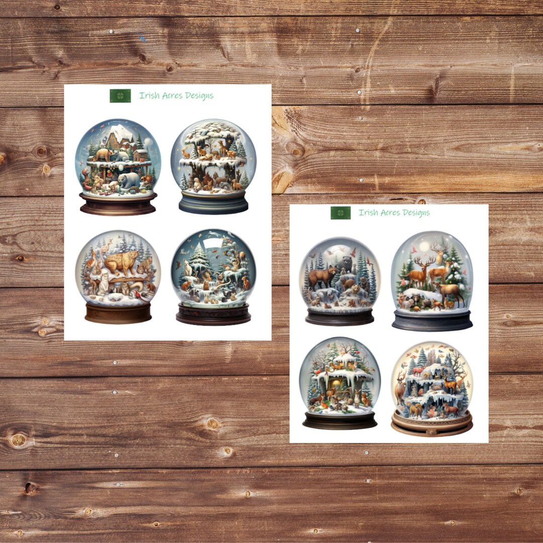 Winter Animals Snow Globe Deco Planner Stickers - Etsy