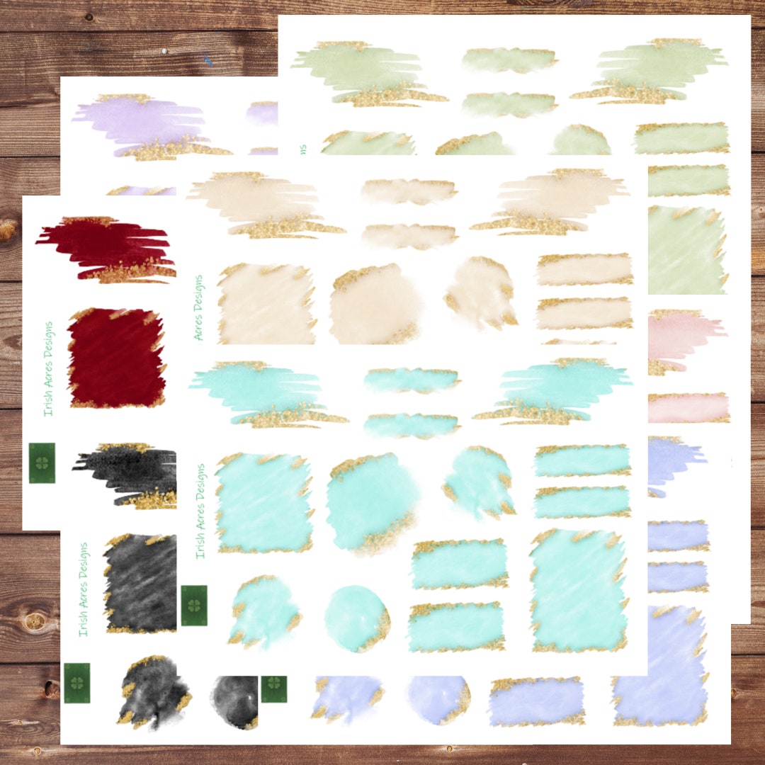 Watercolor Splashes With Gold Planner Stickers - Etsy
