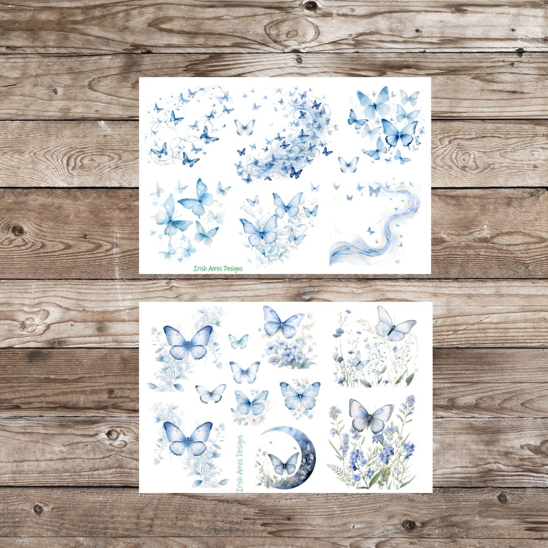 Blue Floral Butterfly Planner Stickers - Etsy
