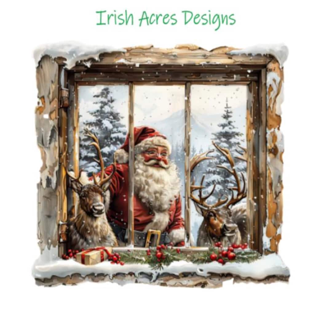 Christmas Holiday Santa Reindeer Window 2.5" Wide Single Sticker - Etsy