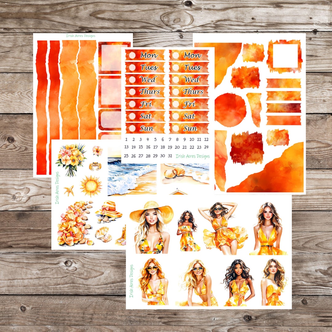Sunset Beach Journaling/deco Planner Stickers - Etsy