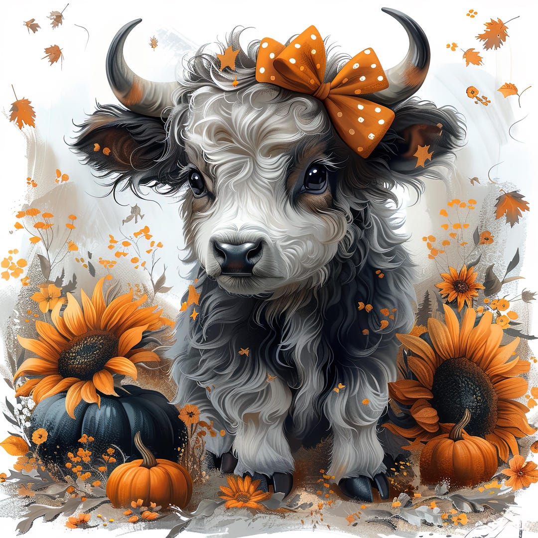 Fall Highland Cow 2.5" Tall Single Sticker - Etsy