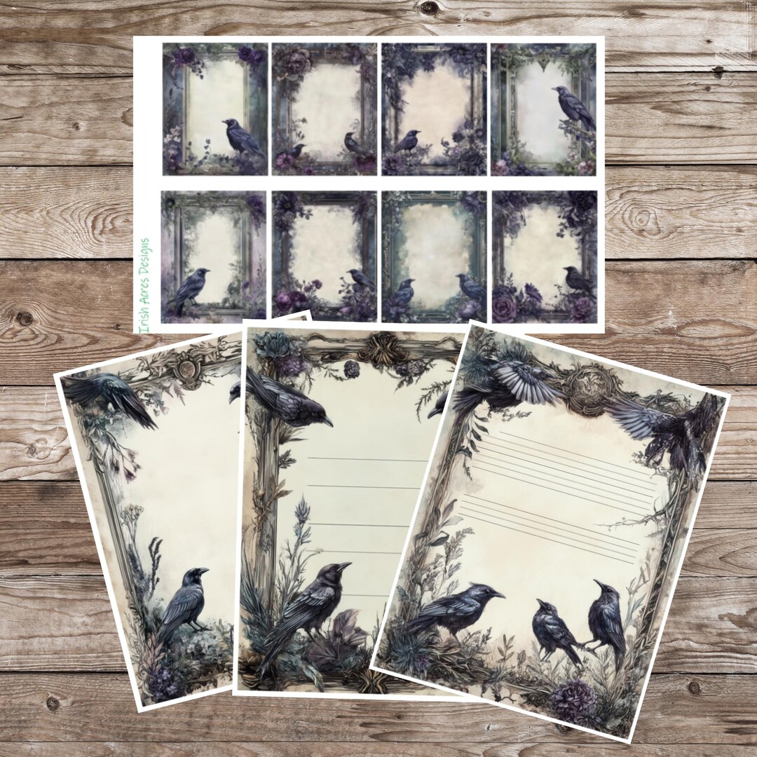 Crow/raven Journaling Planner Deco Sheets, Scrapbook Supplies, Seasonal ...