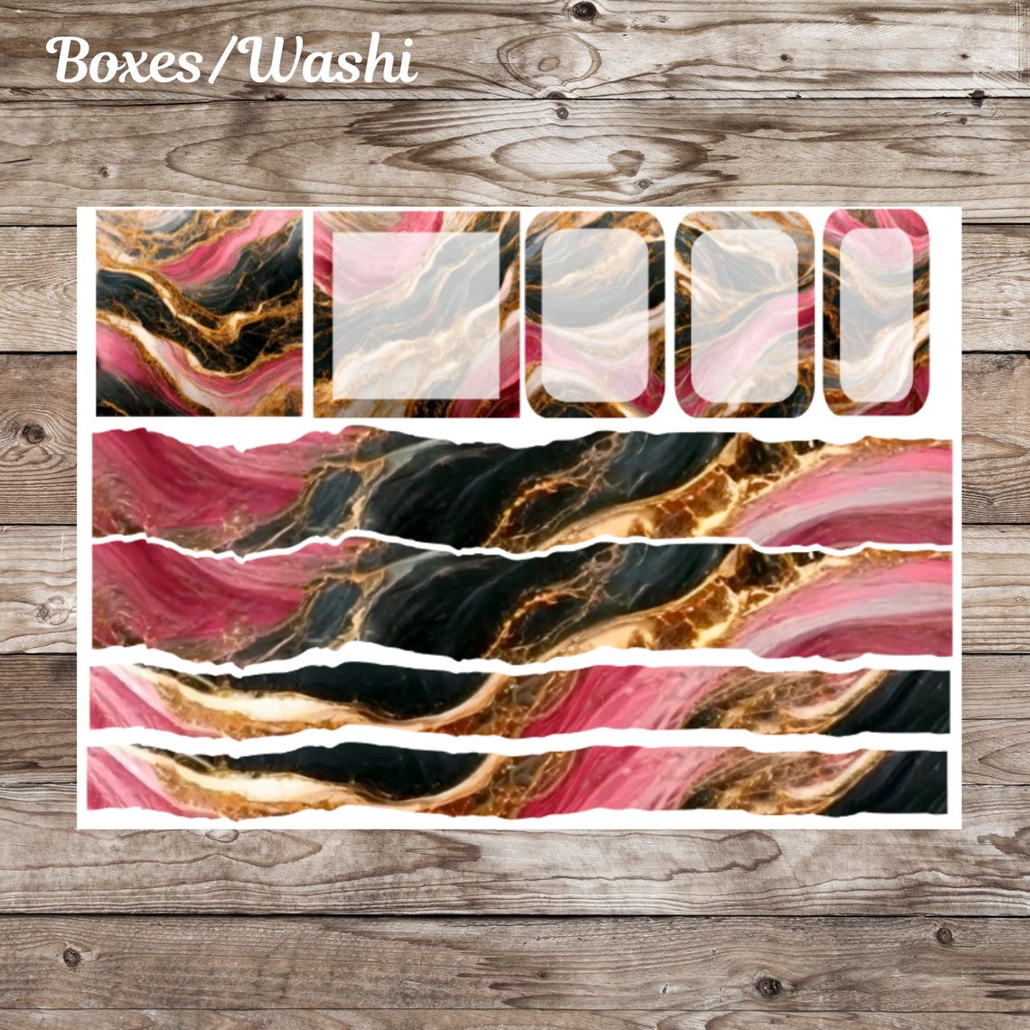 Pink, Black, and Gold Marble Journaling/deco Planner Stickers - Etsy