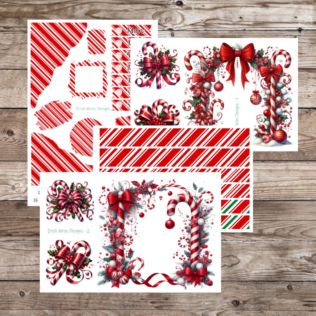 Candy Cane Lane Deco Journaling Planner Stickers - Etsy