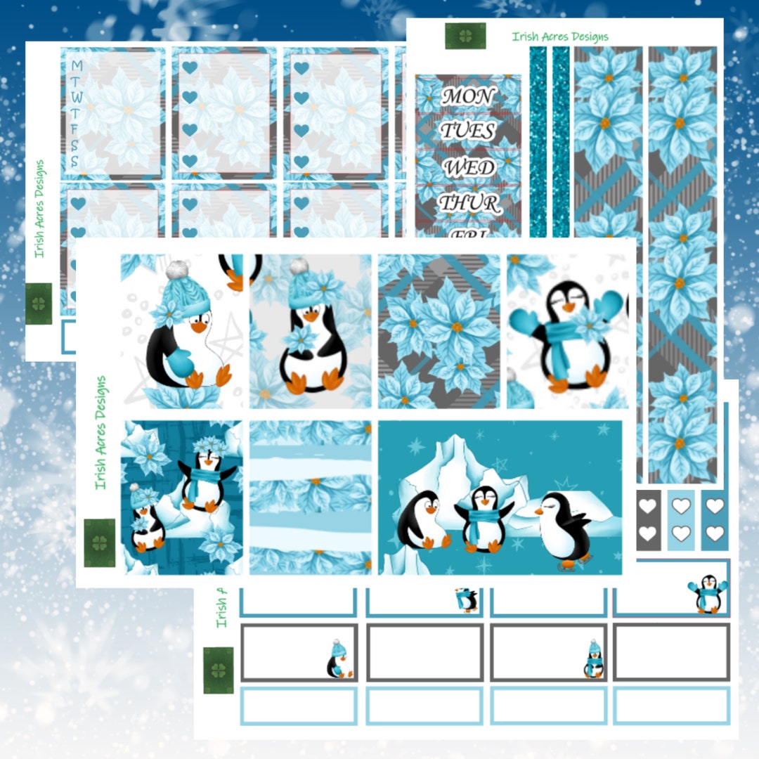 Winter Penguins Planner Sticker Kit - Etsy