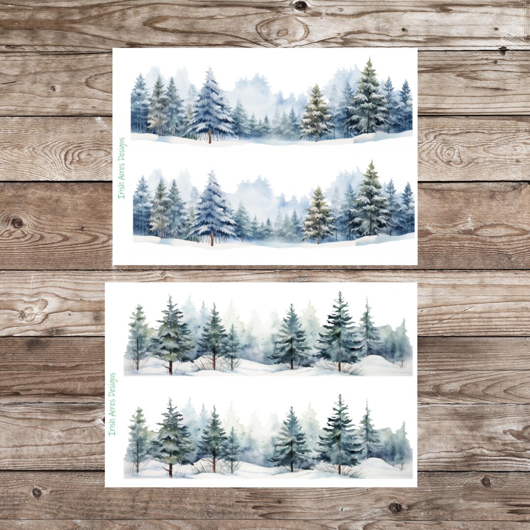 Winter Forest Border Deco Planner Stickers - Etsy