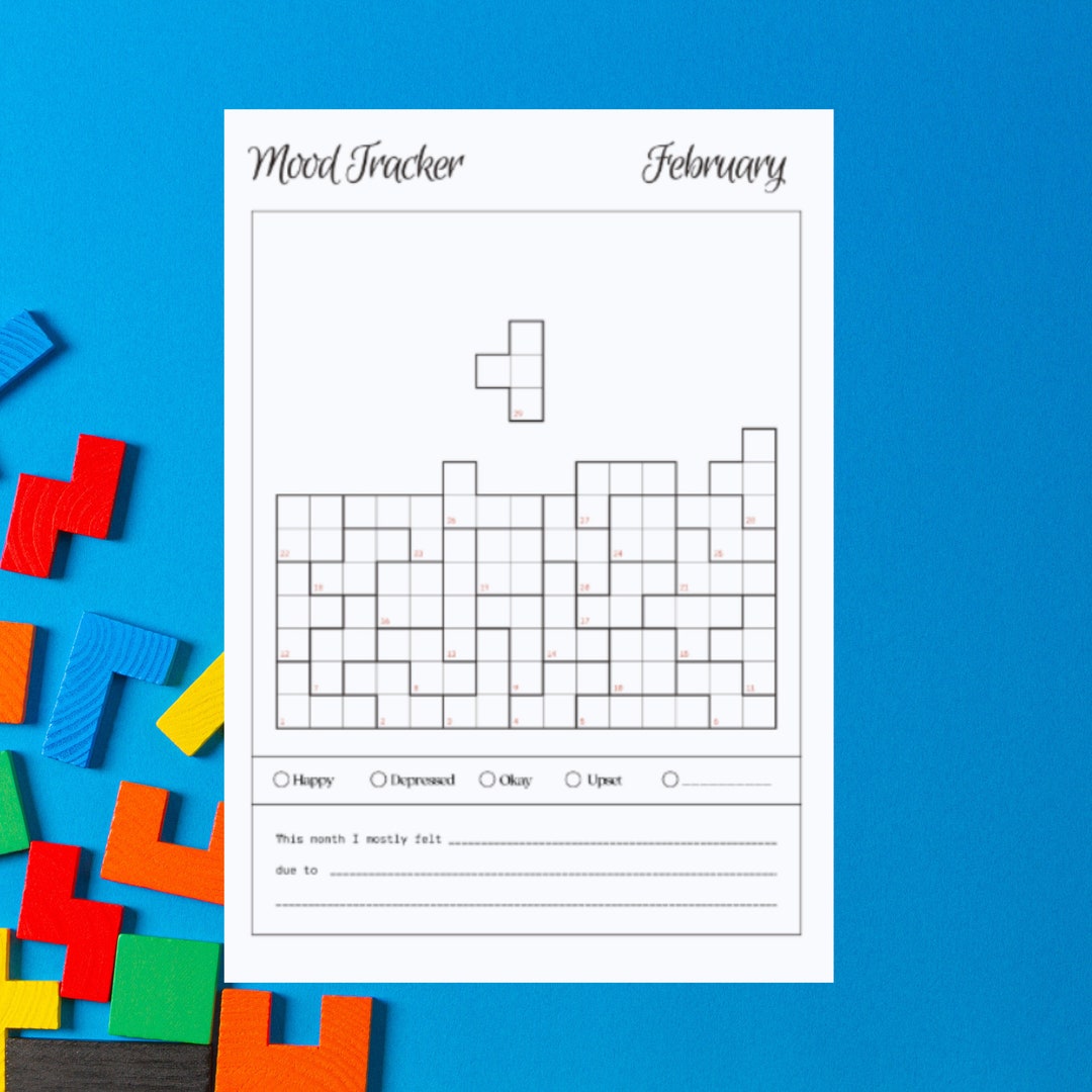 February Tetris Mood Tracker Planner Sticker - Etsy