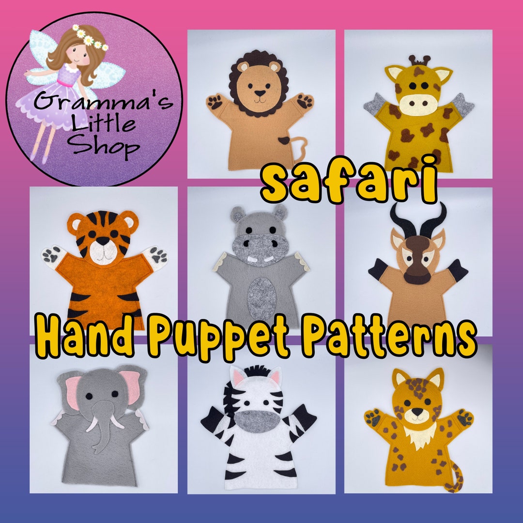 Safari Hand Puppet Patterns - DIY Patterns for 8 Safari Animals for You ...