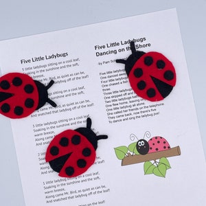 5 Little Ladybugs Felt Pattern - Rhymes Included to Create Your Own ...