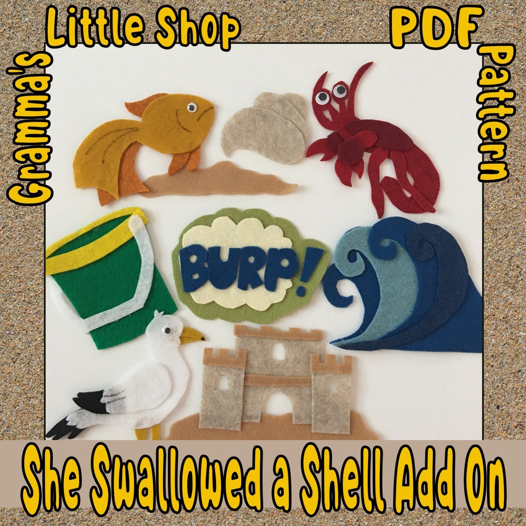 She Swallowed a Shell, Felt Pattern Add On. DIY Downloadable Pattern ...