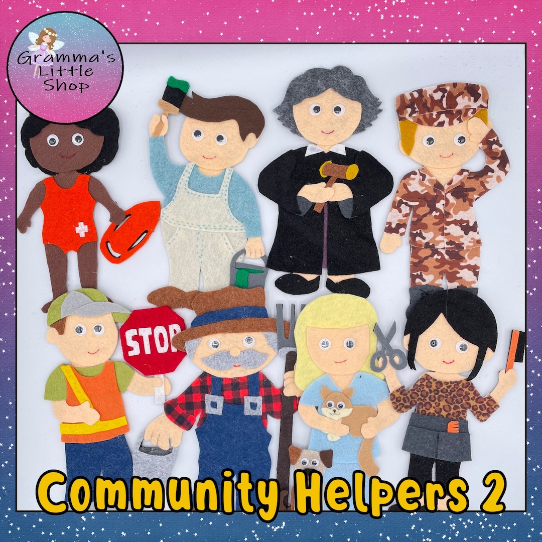 Community Helpers 2 Felt Board or Stick Puppet Patterns - PDF Patterns ...