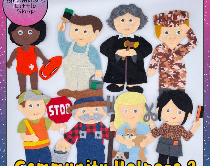 Community Helpers Felt / Flannel Board / Puppet Set for Literacy and ...