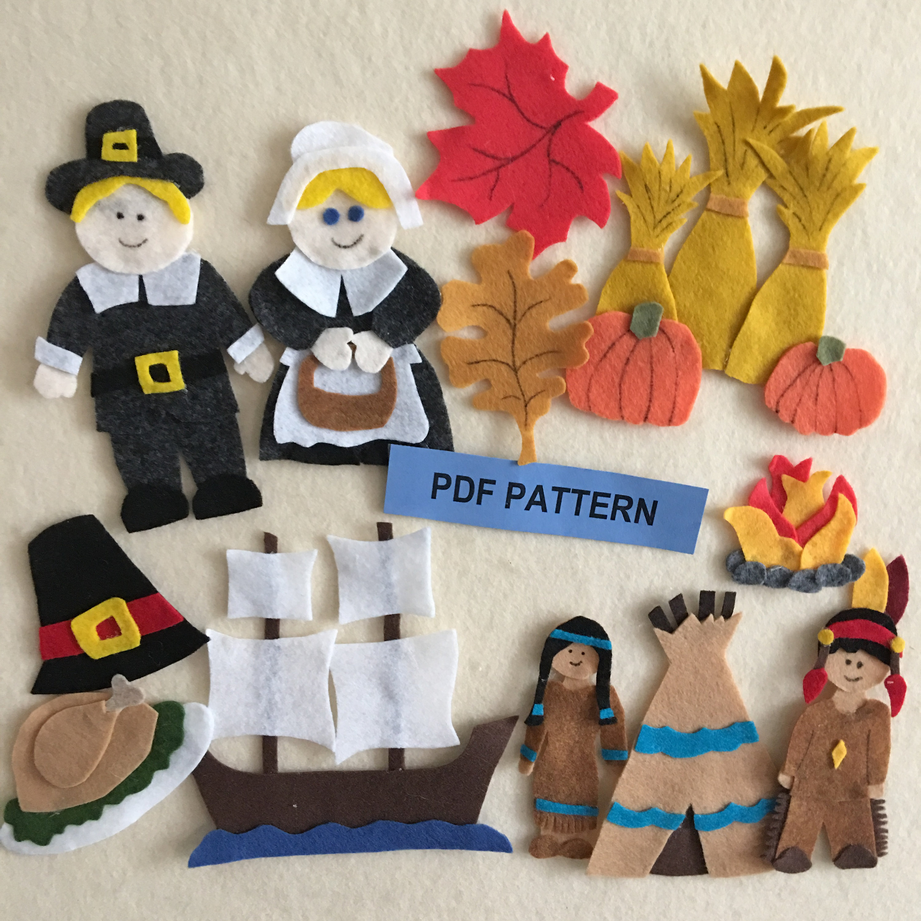 Thanksgiving and the Pilgrims Pattern for A Felt Board Including the ...