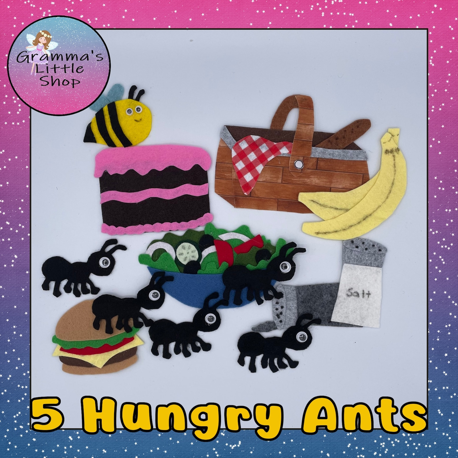5 Hungry Ants Felt Pattern Felt Story Pattern Preschool | Etsy