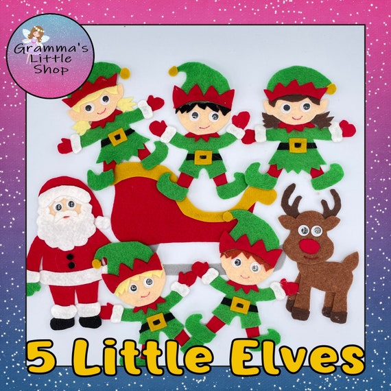 5 Little Elves Jumping on the Sleigh Felt Pattern Christmas | Etsy