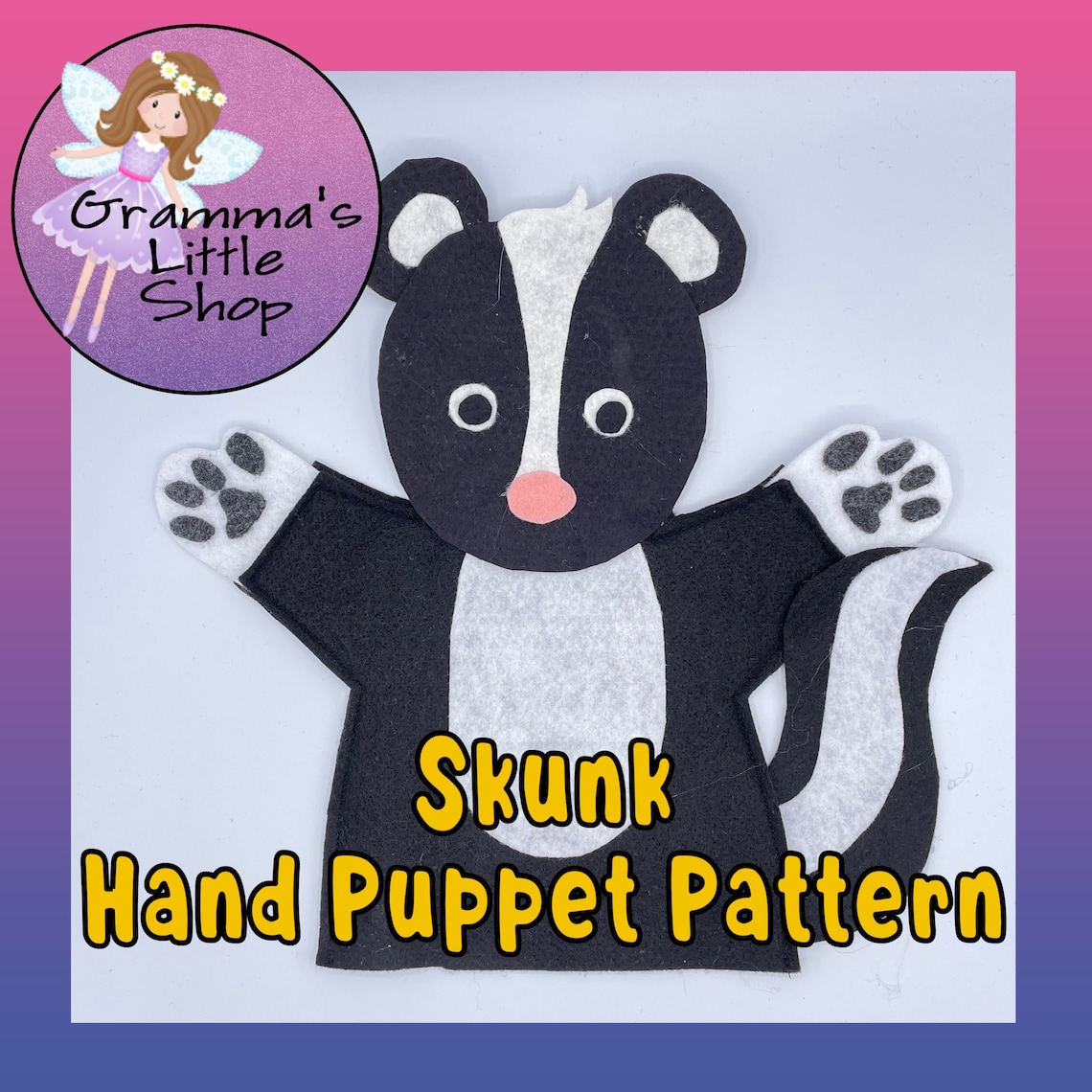 Skunk Hand Puppet Pattern PDF Pattern for Hand Puppet Puppet - Etsy
