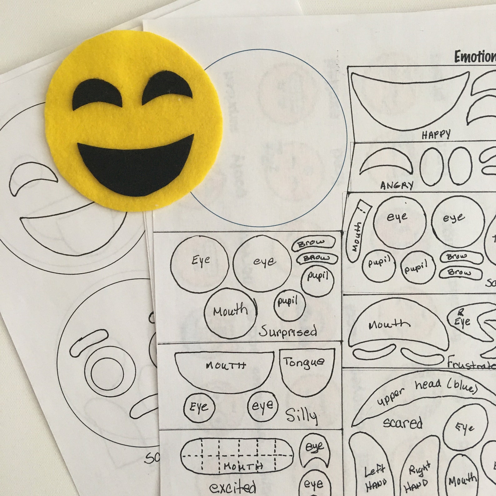 Emoji Felt Board Pattern, 8 Emotions (digital Download) - Etsy