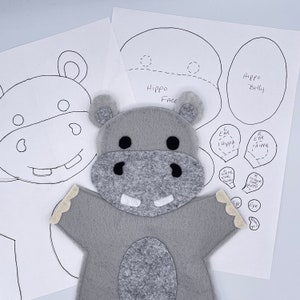 Hippo Hand Puppet Pattern, PDF Pattern for Hand Puppet, Puppet Sewing ...
