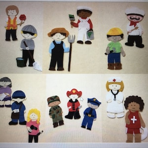 Community Helpers Felt Board Patterns, Policeman, Fireman, Chef ...