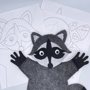 Raccoon Hand Puppet Pattern, PDF Pattern for Hand Puppet, Puppet Sewing ...