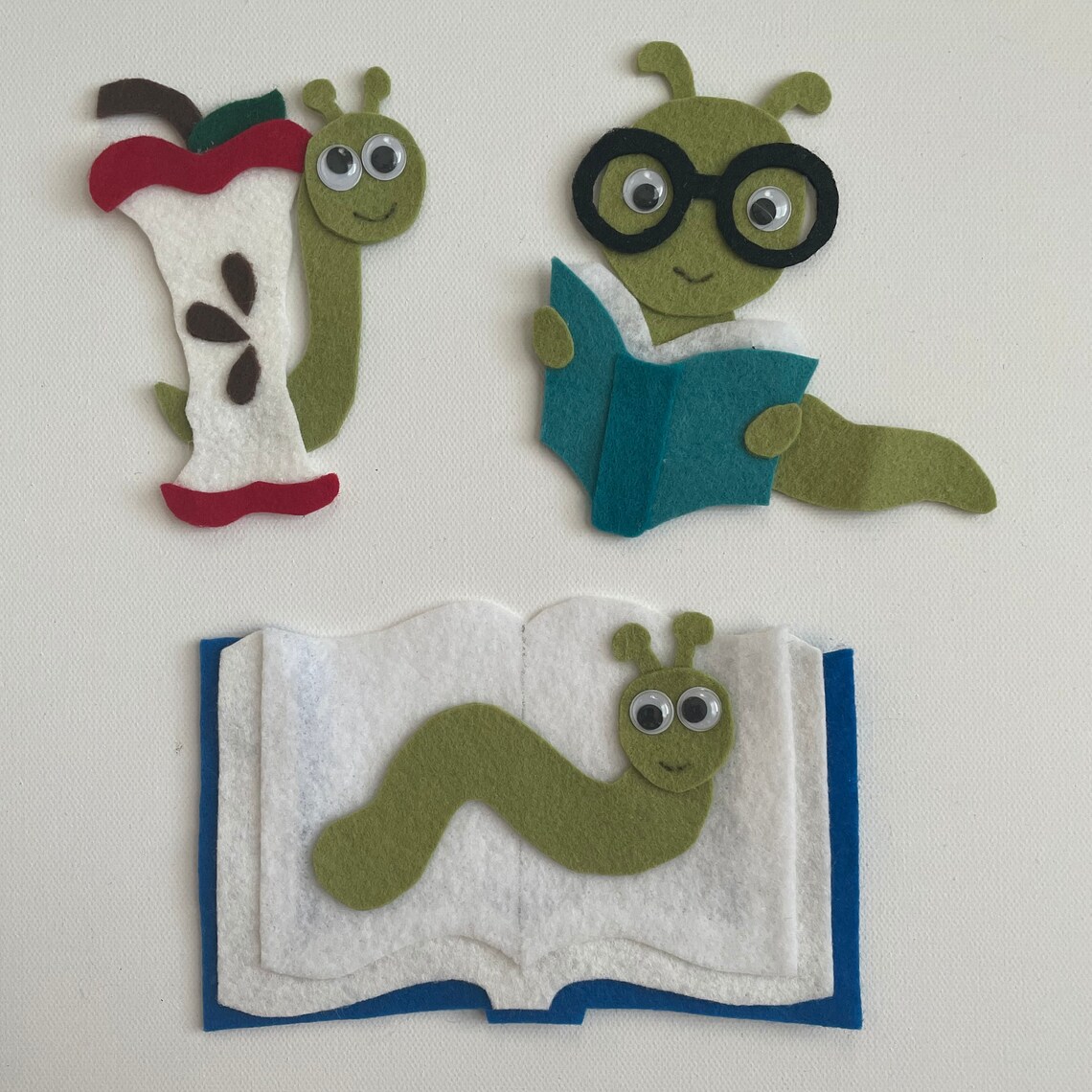 Bookworm Felt Board Pattern, Wiggly Worm, Book and Apple Patterns. DIY ...