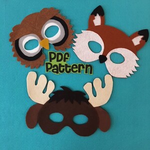 Owl, Fox, Moose, and Beaver Easy to Make Masks Patterns for Pretend ...