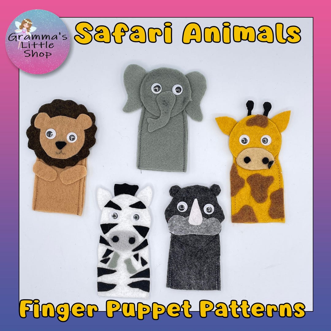 Safari Animal Finger Puppet Pattern, Safari Animal Templates for DIY ...