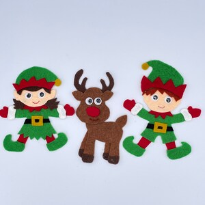 5 Little Elves Jumping on the Sleigh, Felt Pattern, Christmas Pattern ...
