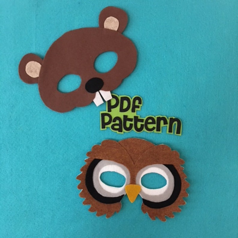 Owl Fox Moose and Beaver Easy to Make Masks Patterns for | Etsy
