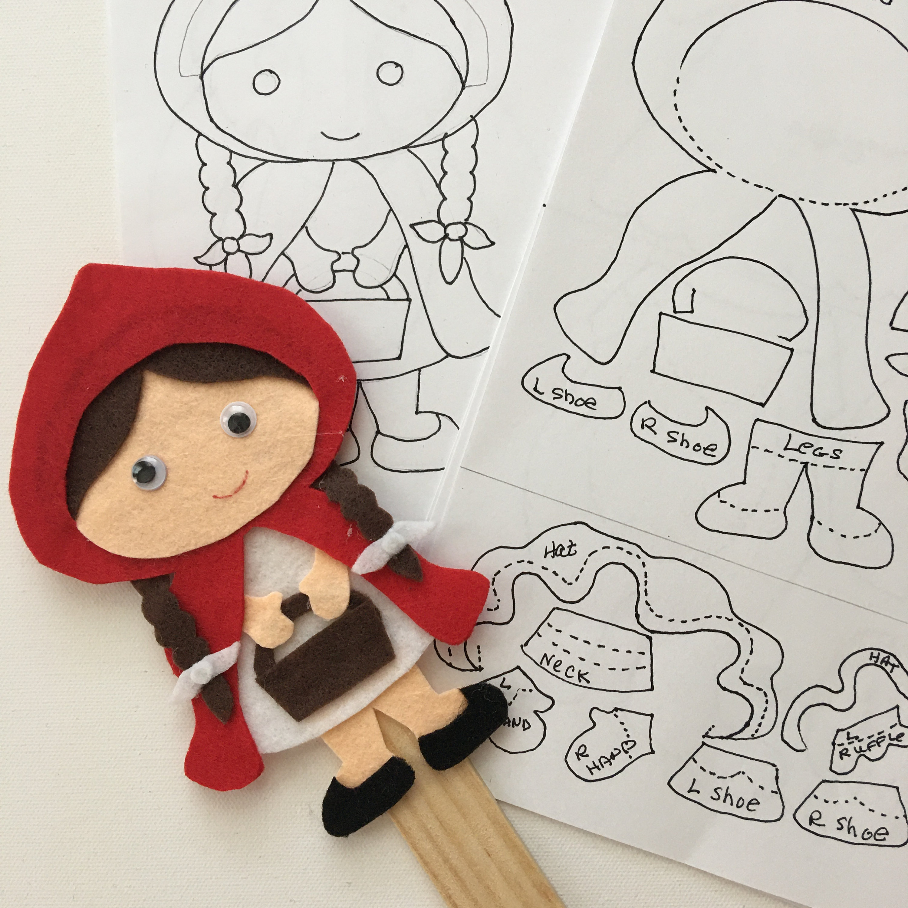 Red Riding Hood Puppet Pattern Puppet on a Stick PDF - Etsy