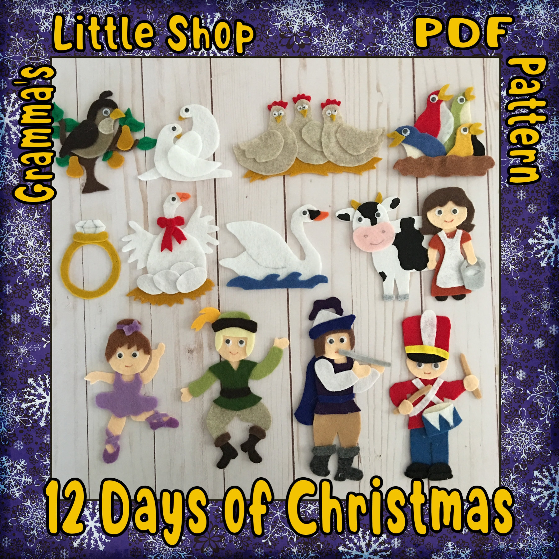 12 Days of Christmas Downloadable Felt Story Pattern - PDF PATTERN ONLY ...