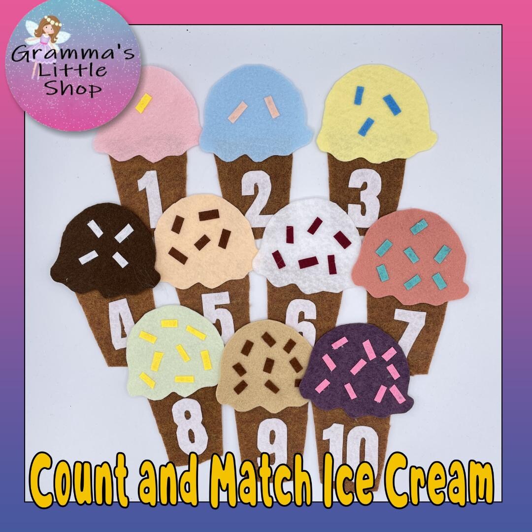 Count and Match Ice Cream Game, DIY Pattern to Make This Fun Game for ...