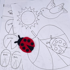 5 Little Ladybugs Felt Pattern - Rhymes Included to Create Your Own ...