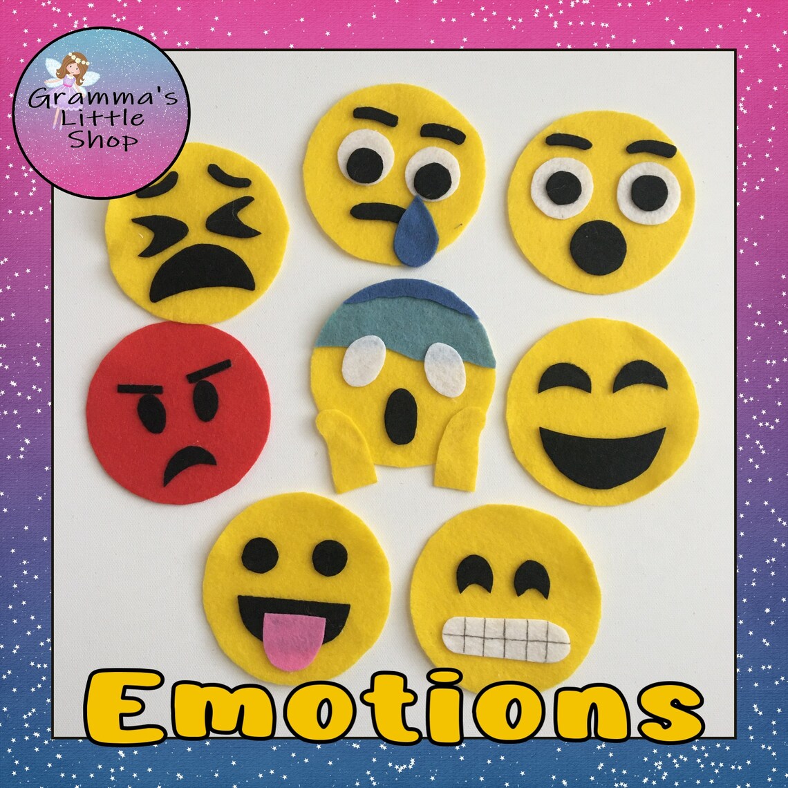 Emoji Felt Pattern With 8 Different Emotions Happy Emoji Sad - Etsy Canada