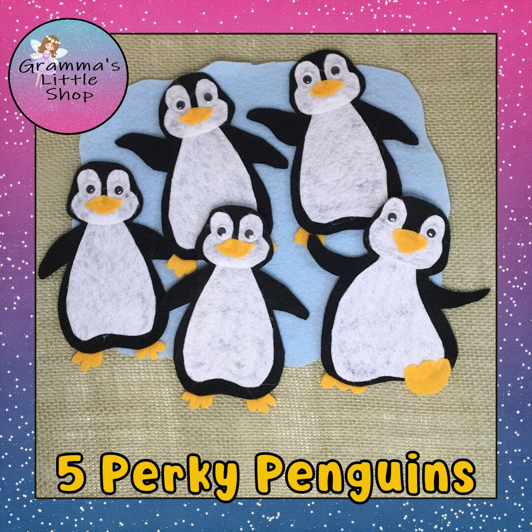 5 Perky Penguins, Penguin Felt Board Story Pattern, DIY Craft (PDF ...