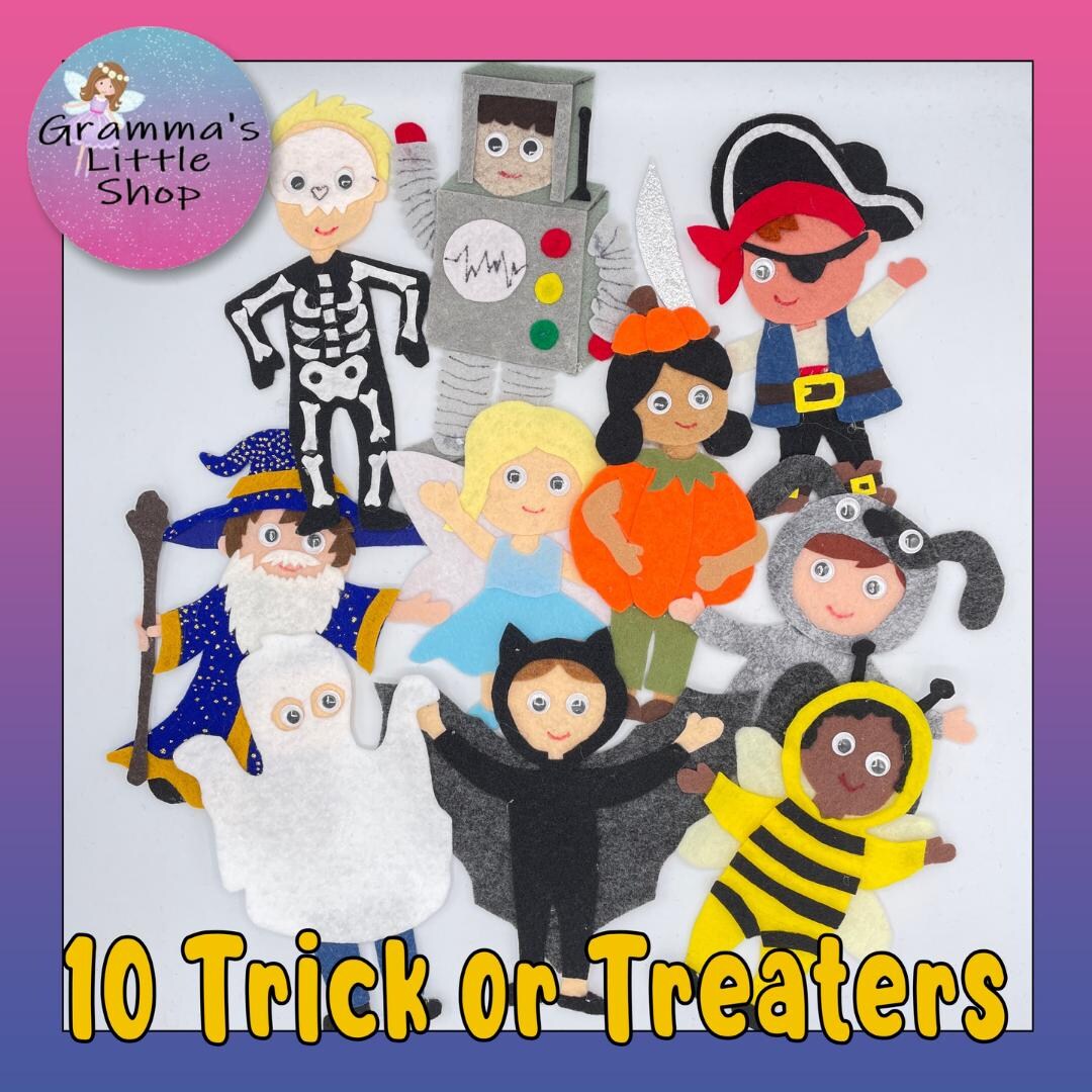 Trick or Treaters Felt Story Board Pattern – Halloween Rhyme (digital ...