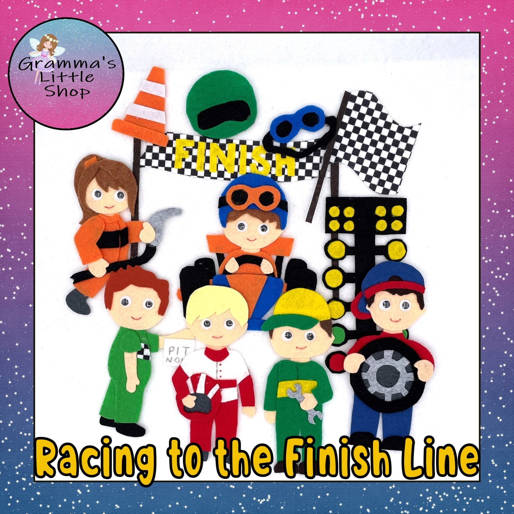 Racing to the Finish Line, Felt Race Car Pattern for Felt Board, DIY ...