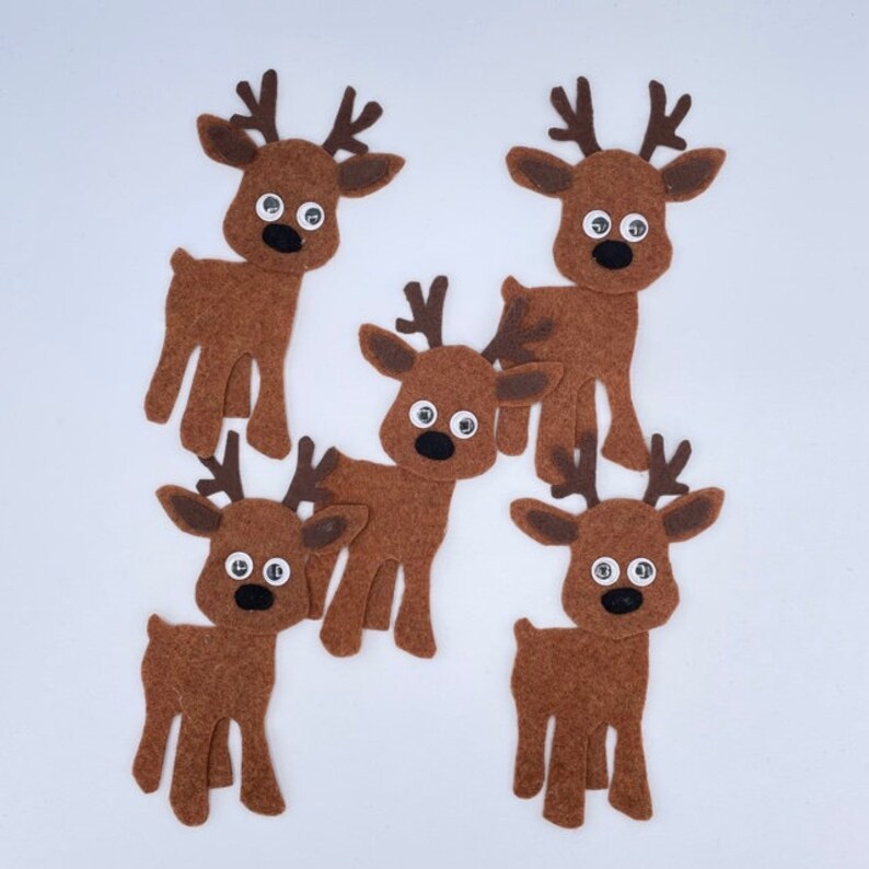 5 Little Reindeer Felt Pattern Felt Story Pattern Santa and | Etsy