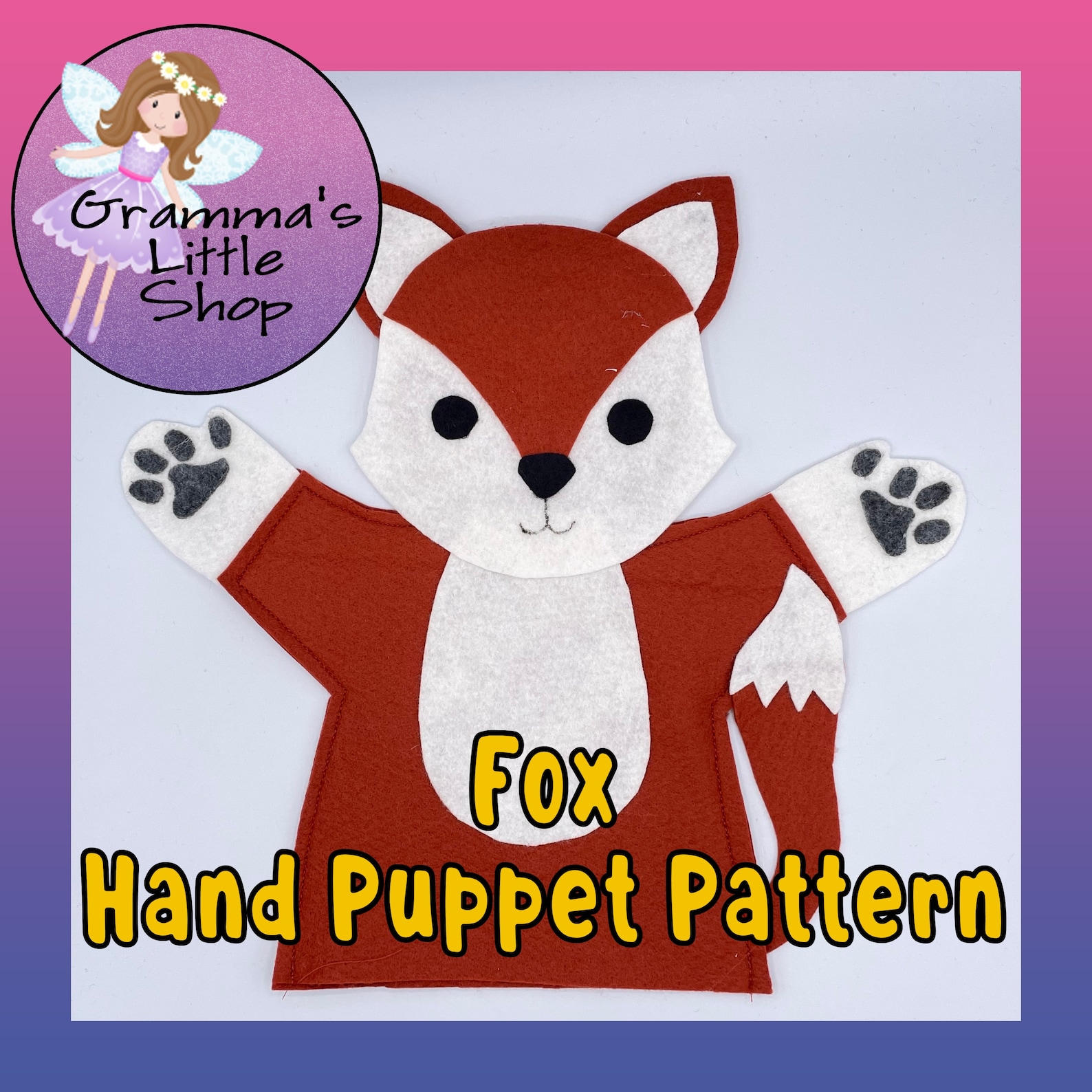 Fox Hand Puppet Pattern PDF Pattern for Hand Puppet Puppet - Etsy