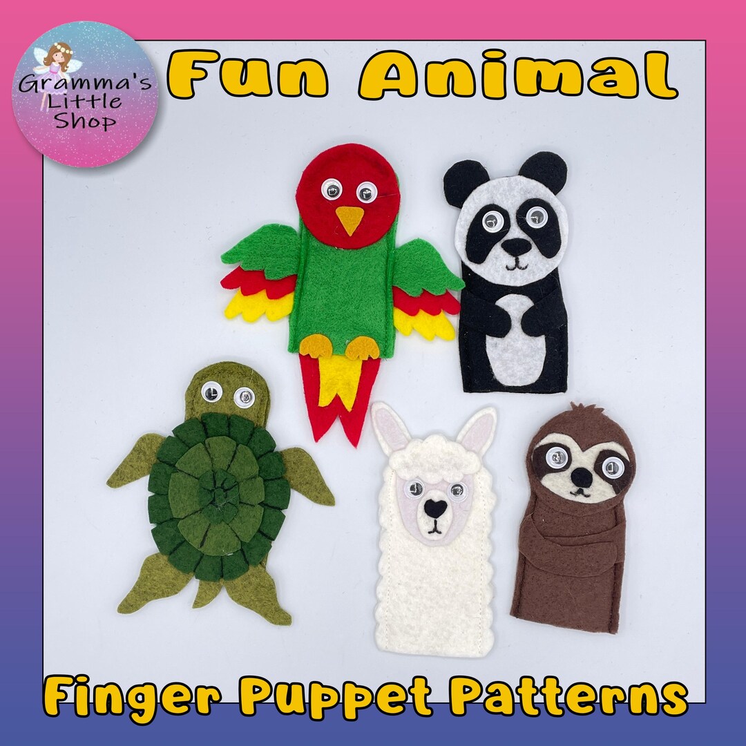 Animal Finger Puppet Pattern, Animal Templates for DIY Finger Puppets ...