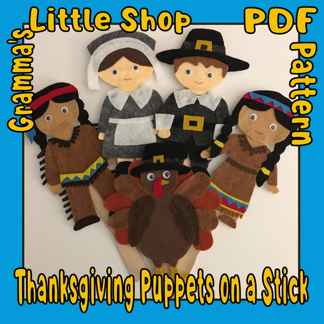 Thanksgiving Puppet Patterns, Native Americans, Pilgrims and Turkey ...